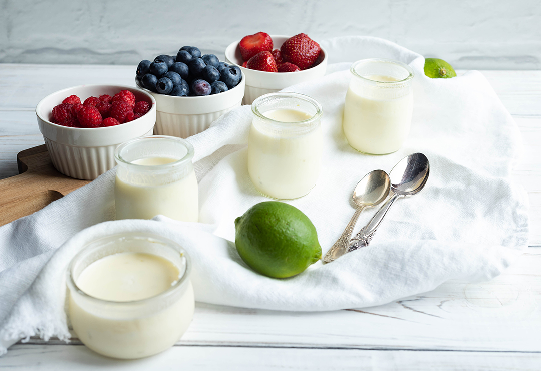 Lime Posset with Fresh Fruits - Easy Creamy and Light Dessert