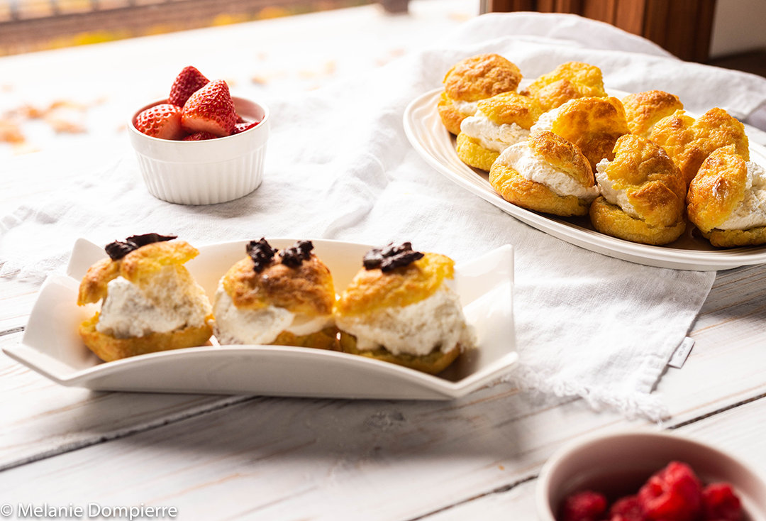 Cream Puffs with Chocolate Ganache - Skillets and Pots - Easy Dessert
