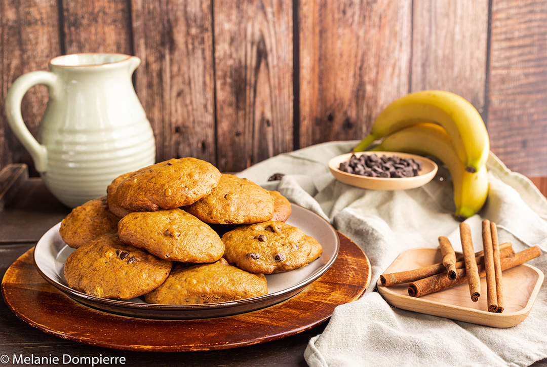 Banana Spice Cookies with Chocolate Chips - The Best Banana Cookies